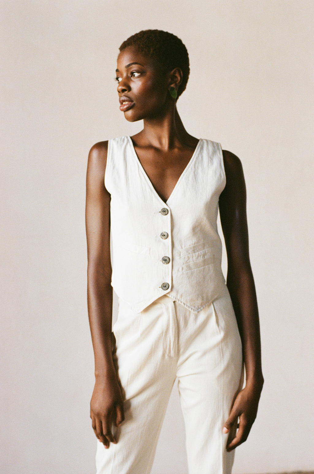 Maria Stanley Farra Vest in Bone – SustStyle